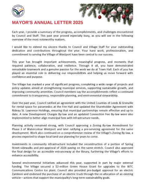 MAYOR’S ANNUAL LETTER – 2025 | Robin, The Mayor